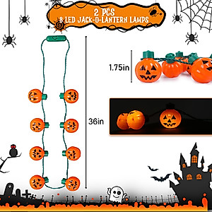 Shindel 2PCS Pumpkin Light Up Necklaces, Light Up Halloween Necklace Pumpkin Flashing Necklace Halloween Party Favors Trick or Treat