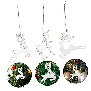 Abaodam 3pcs Deer Pendant Christmas Decor Flying Deer Ornament Acrylic Reindeer Figurine Elk Pendant Decor Elk Xmas Decor Elk Decoration Christmas Elk Pendant Acrylic Christmas Tree