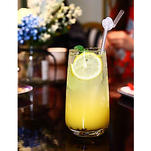 ALINK 200 PCS Flexible Clear Plastic Extendable Drinking Straws, Extra Long Disposable Bendy Party Fancy Straws