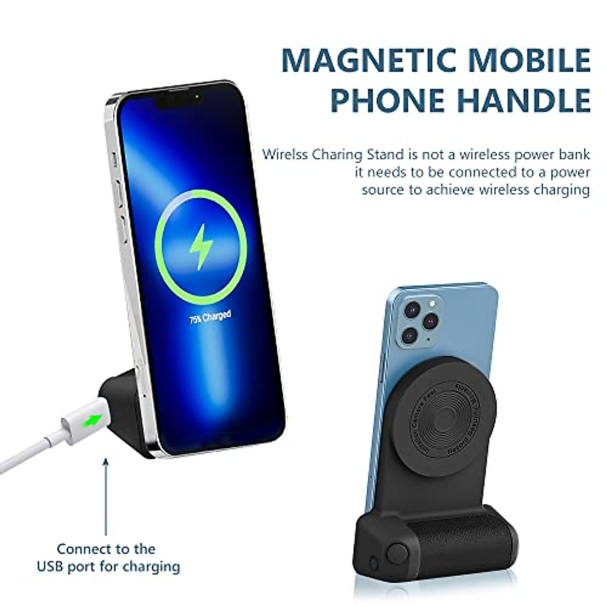 AZURAOKEY Smartph Camera Shutter Remote Handle Selfie Stands 3 in 1 Camera Holr Grip Type-C Charging Multifunctional Camera Holr Grip Anti-Shake for Android/