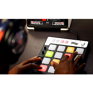 IK Multimedia iRig Pads MIDI groove controller, portable & lightweight MPC-style beat machine with 16 velocity-sensitive backlit rubber pads - studio equipment for iPhone, iPad, Android, Mac, PC