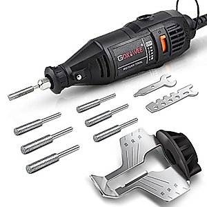 Chainsaw Sharpener Kit - GOXAWEE 140W Power Chain Saw Sharpen Tool Set, Electric Blade Sharpening File Comes with 6pcs Diamond Sharpening Wheels, Angle Guide Attachment for Lumberjack & Garden Worker