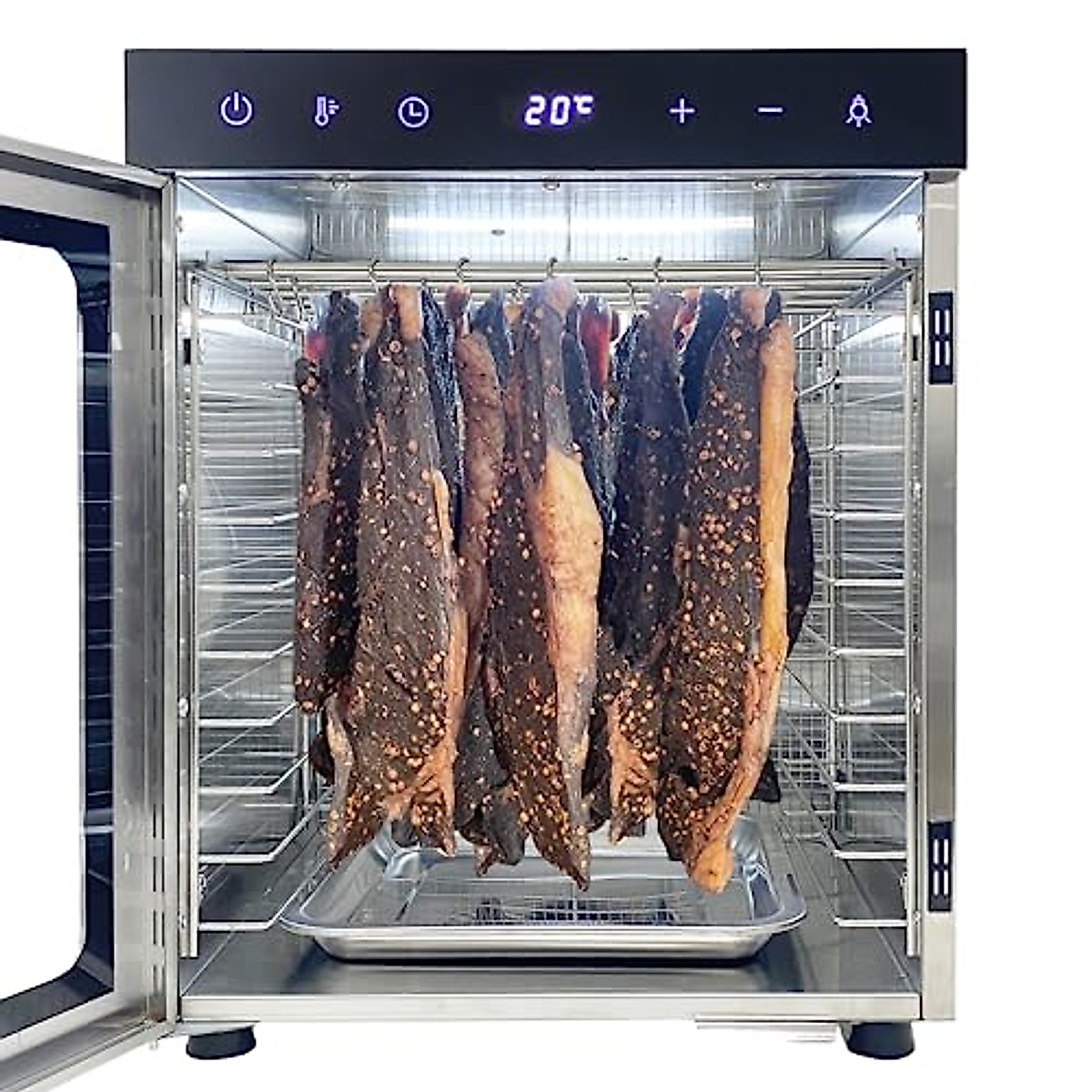 Biltong Boss Biltong Maker and Drying Cabinet, Food Dehydrator with Full Temperature Control, 10 Tray Capacity, for Meat, Vegetables and Fruits, Silver (800w)