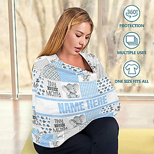 Personalized Cute Elephant Baby Car Seat Cover for Babies with Name, Custom Baby Car Seats Canopy for Boys and Girls, Nursing Breastfeeding Stroller Covers Infant Car Seat Blanket for Newborn