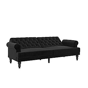 Novogratz Cassidy Upholstered Futon, Black Velvet