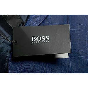 Hugo Boss Men's Huge6 Blue Slim Fit 100% Wool Plaid Blazer US 40L IT 50L