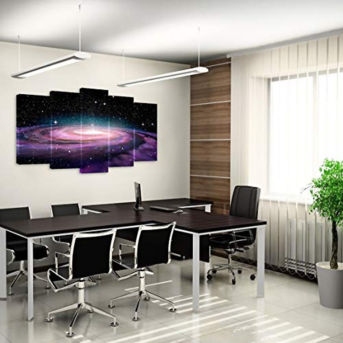 Visual Art Decor Modern Canvas Wall Art Starry Galaxy Universe Space Picture Prints Home Office Living Room Wall Decoration Astronomy Exhibition Decor (5 Pieces Large)