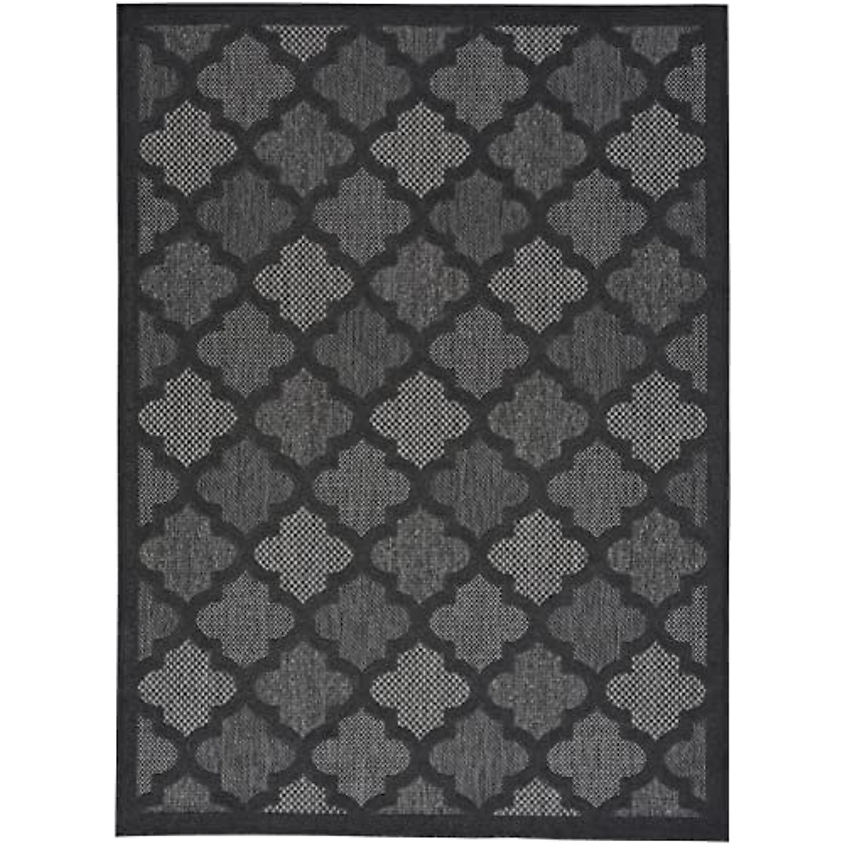 Nourison Easy Care Moroccan Charcoal/Black 5' x 7' Area Rug, Trellis, Easy Cleaning, Non Shedding, Bed Room, Living Room, Dining Room, Backyard, Deck, Patio (5x7)
