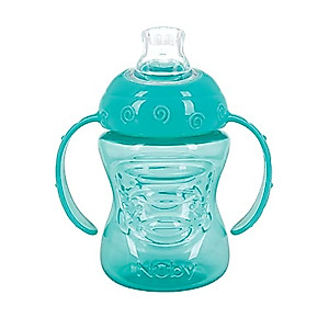 Nuby 2-Pack Two-Handle No-Spill Super Spout Grip N' Sip Cup, 8 Ounce, Colors May Vary