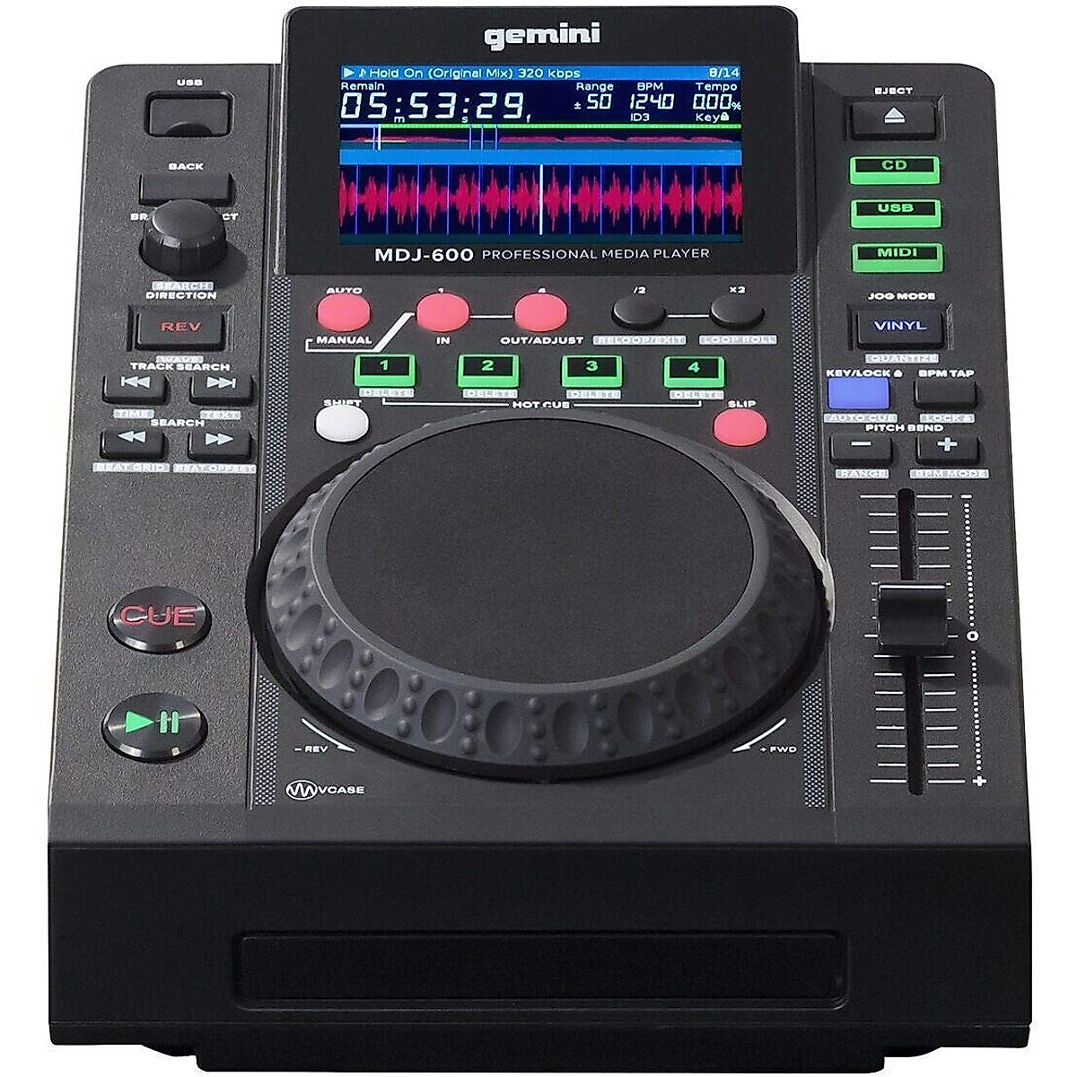Gemini Sound MDJ-600: Professional CD & USB DJ Media Player with 4.3" Display, Touch-Capacitive Jogwheels, MIDI Controller – Versatile DJ Deck for Beginners and Pros