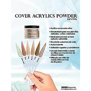 Legacy Nails Professional Cover NATURAL Acrylic Powder, 2 ounces - Ideal For French Nail Art, Full Coverage, Blending, Healthy Look Nail Extensions
