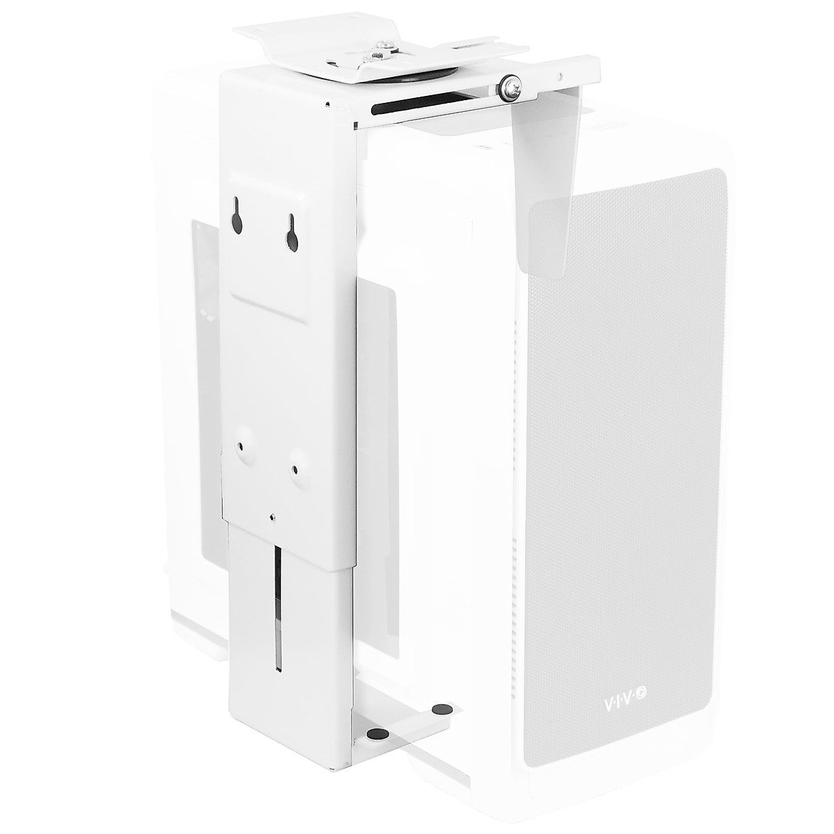 VIVO Adjustable Under Desk and Wall Mount for PC 3.5 - 7.8 inches Wide, Computer Case CPU Holder with Swivel and Secure Locking, White, MOUNT-PC01W