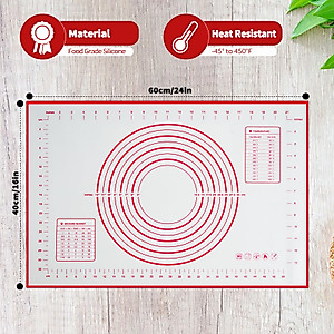 Large Silicone Baking Mat, 16" x 24" Pastry Mat Baking Mats Silicone for Rolling Out Dough Non Slip, Dough Mat Pie Crust Rolling Mat Fondant Mat Oven Liner with Measurement