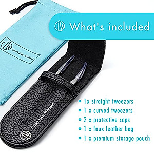 Eyelash Extension Tweezers Set of 2 Eyelash Tweezers - Isolation Tweezers Eyelash Extensions and Volume Lash Tweezers - Straight and Pointed Curved Tweezers - Professional Lash Tweezers – by CLW