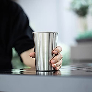 SMLIXE 12 Pack 16oz Stainless Steel Pint Cup,Healthy Unbreakable and Stackable,Metal Drinking Glasses