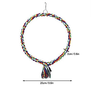 Bird Rope Swing, Cotton Bird Circle Ring Rope Perch Stand Swing Chewing Toy Birdcage Decoration Accessory for African Grey Budgie Parakeet Cockatiel Cockatoo(L)