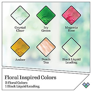 Gallery Glass, Floral Stained Kit, Glass Paint Set for DIY Arts and Crafts, Perfect for Beginners and Artists, 1 Count (Pack of 6)