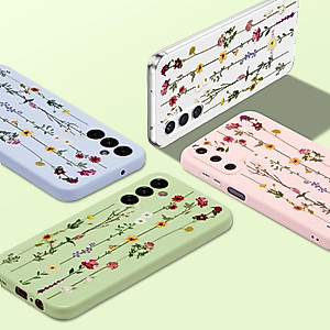 ZTOFERA Floral Case for Samsung Galaxy A14 5G,Clear Cute Flower Pattern Case for Girls Women,Flexible Silicone Protective Slim Shockproof Bumper Phone Case for Samsung Galaxy A14 5G,Green