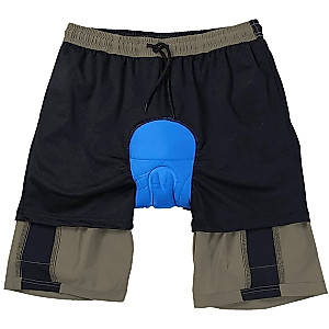 Men's Mountain Bike Shorts 3D Padded Bicycle MTB Shorts Loose-fit Lightweight MTB Cycling Shorts (Khaki-XL)