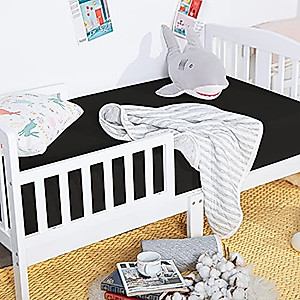 NTBAY 100% Brushed Microfiber Fitted Crib Sheet, Super Soft and Cozy 28x52 Crib Sheet for Standard Crib and Toddler Mattresses, Boys, Girls, Unisex, Black, 28x52 Inches