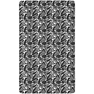 Exotic Themed Fitted Crib Sheet,Standard Crib Mattress Fitted Sheet Toddler Bed Mattress Sheets - Baby Crib Sheets for Girl or Boy,28“ x52“,Charcoal Grey White