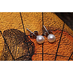 Rakumi Tiny Pearl Studs Earrings Sterling Silver AAAA Round 3mm White Freshwater Cultured Pearl Earrings Studs for Girls