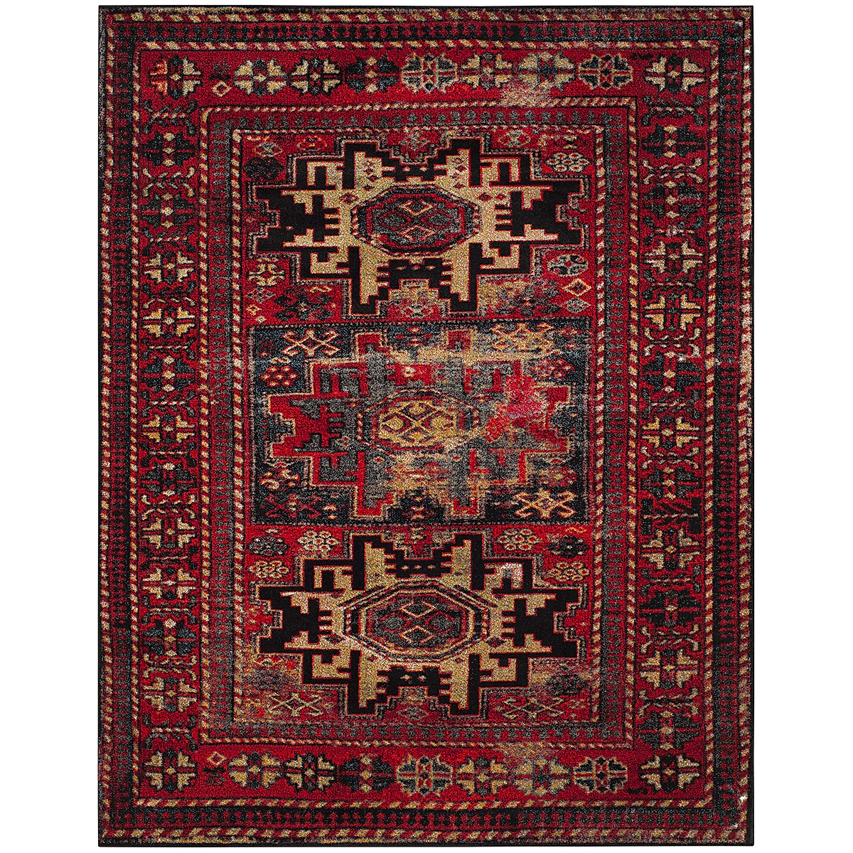 SAFAVIEH Vintage Hamadan Collection Area Rug - 8' x 10', Red & Multi, Oriental Traditional Persian Design, Non-Shedding & Easy Care, Ideal for High Traffic Areas in Living Room, Bedroom (VTH213A)