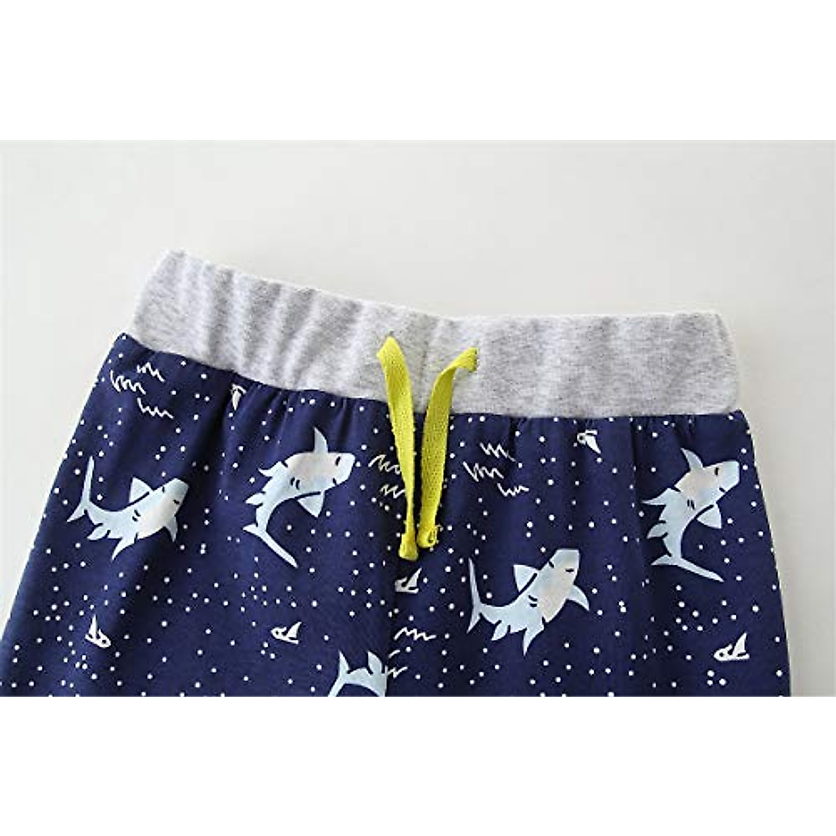 Toddler Boys Short Sets Summer Outfits Cotton Casual Crewneck Grey Fish Short Tee Shirt Knite Shorts Beach Clothes Sets 2T