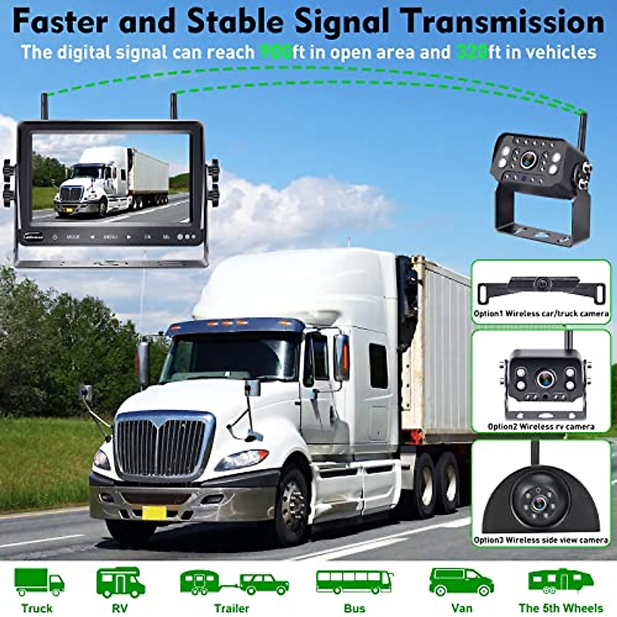 LeeKooLuu Wireless Backup Camera for RV HD 1080P 7 Inch Touch Button Monitor High-Speed Rear View System Compatible RVs Trailers Trucks 5th Wheel DIY Grid Lines F06