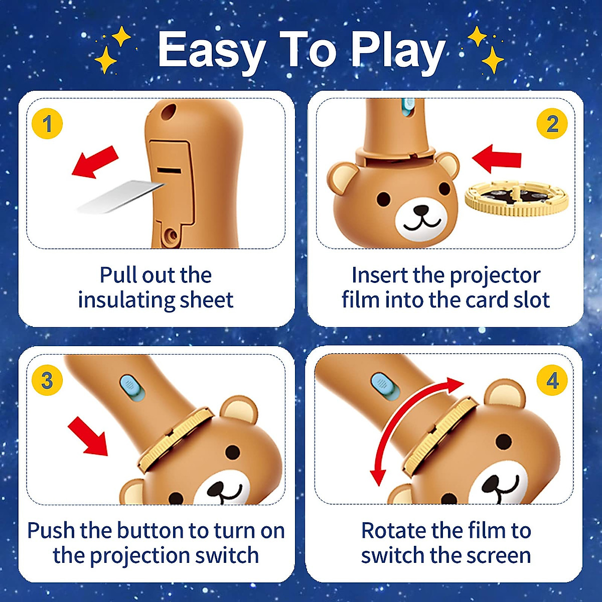 Kids Flashlight Color Projector with 48 Patterns , Include Dinosaurs, Vehicles, Animals, 26 Letter Educational Learning Projector Toys for Girls Boys Cognition Bedtime Education