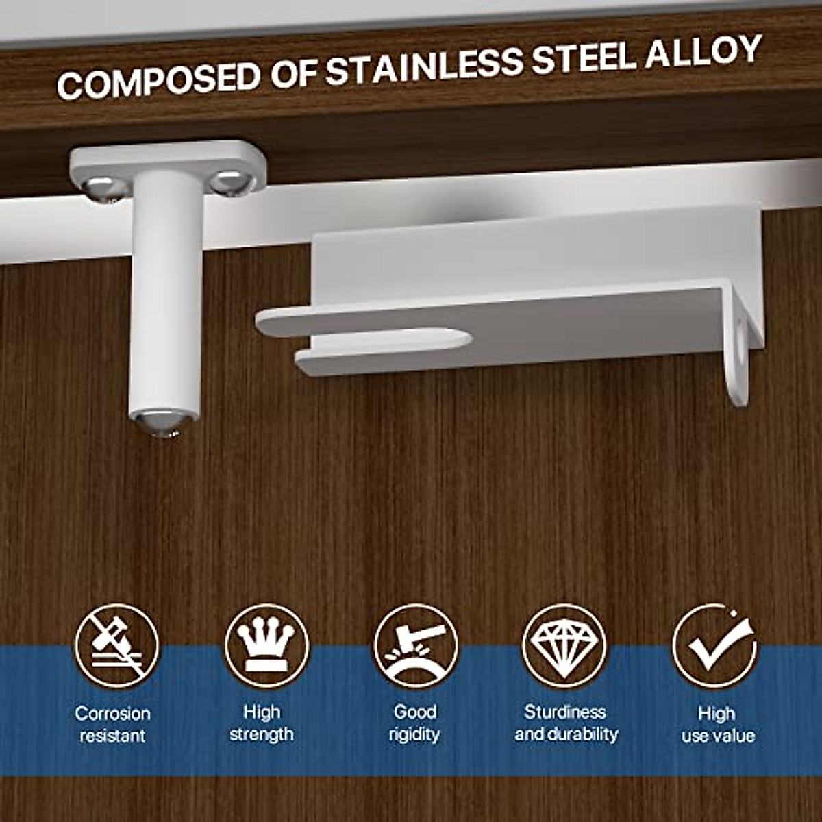 Child Proof Door Top Lock - Loswsdg Kids Safety Door Lock Made of Durable Metal - Adjustable Sliding Top Door Lock for 0.6-2.2" Thick Doors - Can Open Door from Both Sides (White, 1PCS)