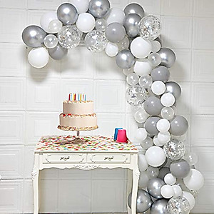 Silver Balloons Party Balloons 12inch 50pcs 3.2g Latex Metallic Balloons Chrome Balloons Birthday Balloons Shiny Balloon Party Decoration Wedding Birthday Baby Shower Christmas Party - Metallic Silver