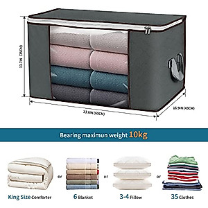 6 Pack Large Storage Bags 90L & 6 Pack Underbed Storage, Clothes Storage Bins Foldable Closet Organizers with Durable Handles with Clear Window for Clothes Pillow Blankets Bedding