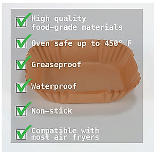 Generic Air Fryer Liners 100 PCS, Premium Parchment Paper for 5-7 Qt Air Fryer Baskets, Oven Safe up to 450°F, Greaseproof & Non-Stick, Easy Cleanup, Multi-Use, unbleached