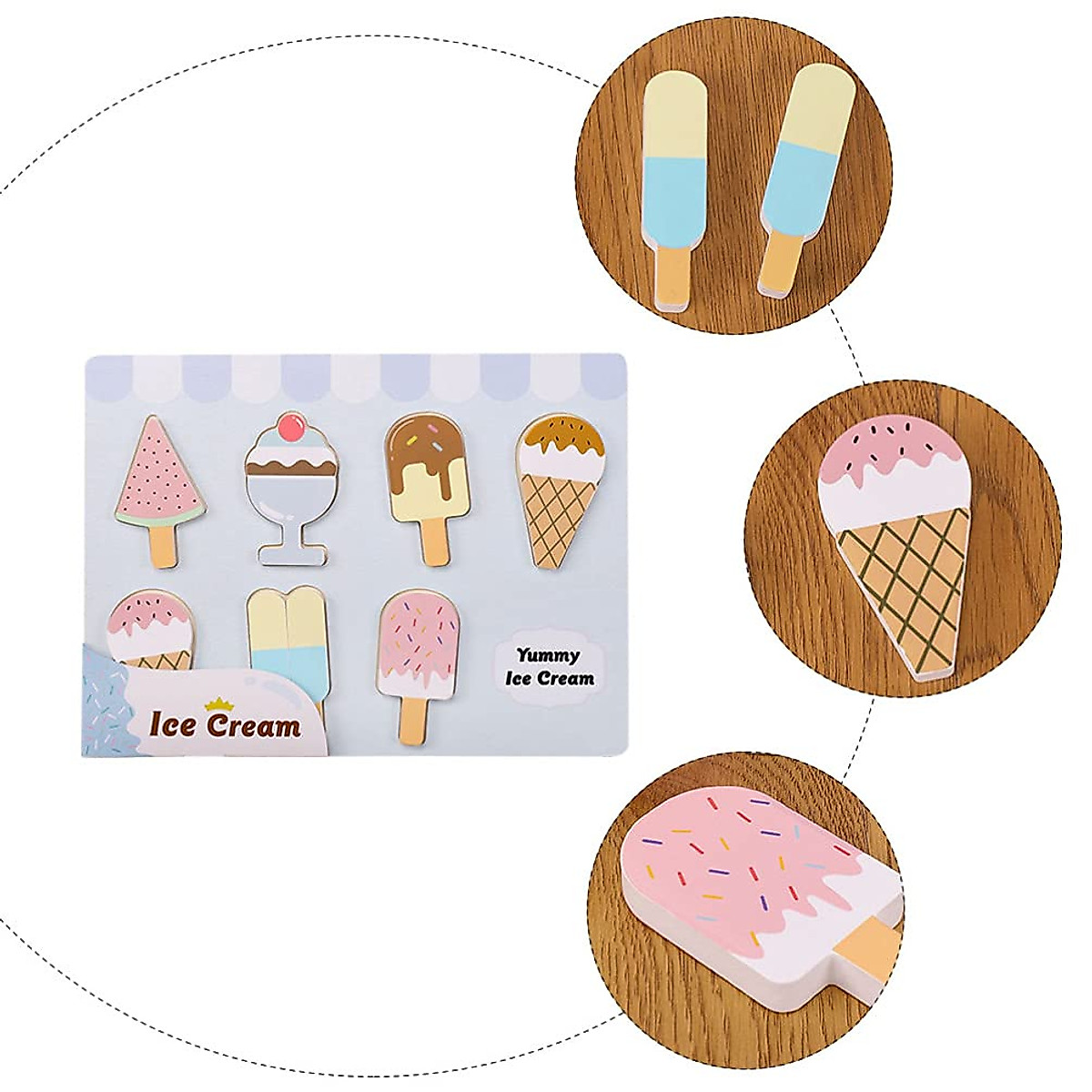 TOYANDONA Ice Cream Puzzles Wooden Educational Preschool Puzzles for Toddlers Kids Boys Girls Children Math Learning Set