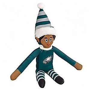 FOCO Philadelphia Eagles Ebony NFL Bench Buddy Shelf Elf - Limited Edition NFL Team Christmas Elf - Plush Toy Travel Companion, Home or Tailgate