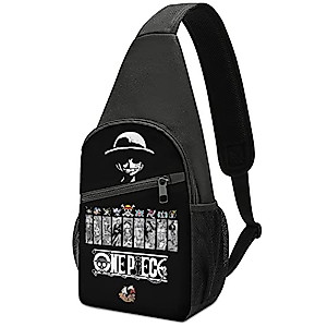 Small Sling Crossbody Bag Anime Printing Multifunction Chest Shoulder Bag Waterproof Hiking Travel Bag with Adjustable Strap for Women Men (Black)