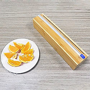 Sizet SIZET Bamboo Wood Plastic Wrap Dispenser with Cutter, Foil and Wax Paper Organizer Dispenser Drawer Compatible Brown 1 box 1 slots 1 box 1 slots 1 box 1 slots