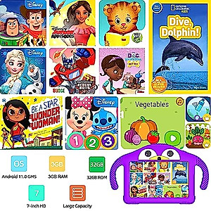 NORTH BISON 7 inch Android Tablet, Tablet for Kids, 3GB RAM 32GB ROM Toddler Tablet with Bluetooth, WiFi, GMS, Parental Control, Dual Camera, Shockproof Case, Educational, Games