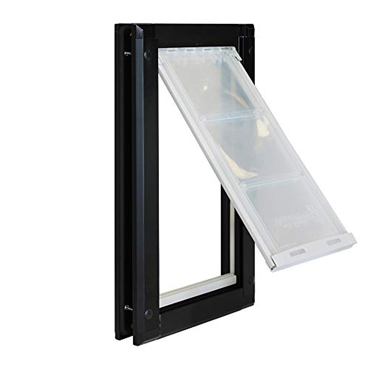 Endura Flap Single Flap Pet Door for Doors | All-Weather Insulated Flap | Durable Aluminum Frame with Secure Locking Cover | Interior and Exterior Door Installations | Black, Large, Single Flap