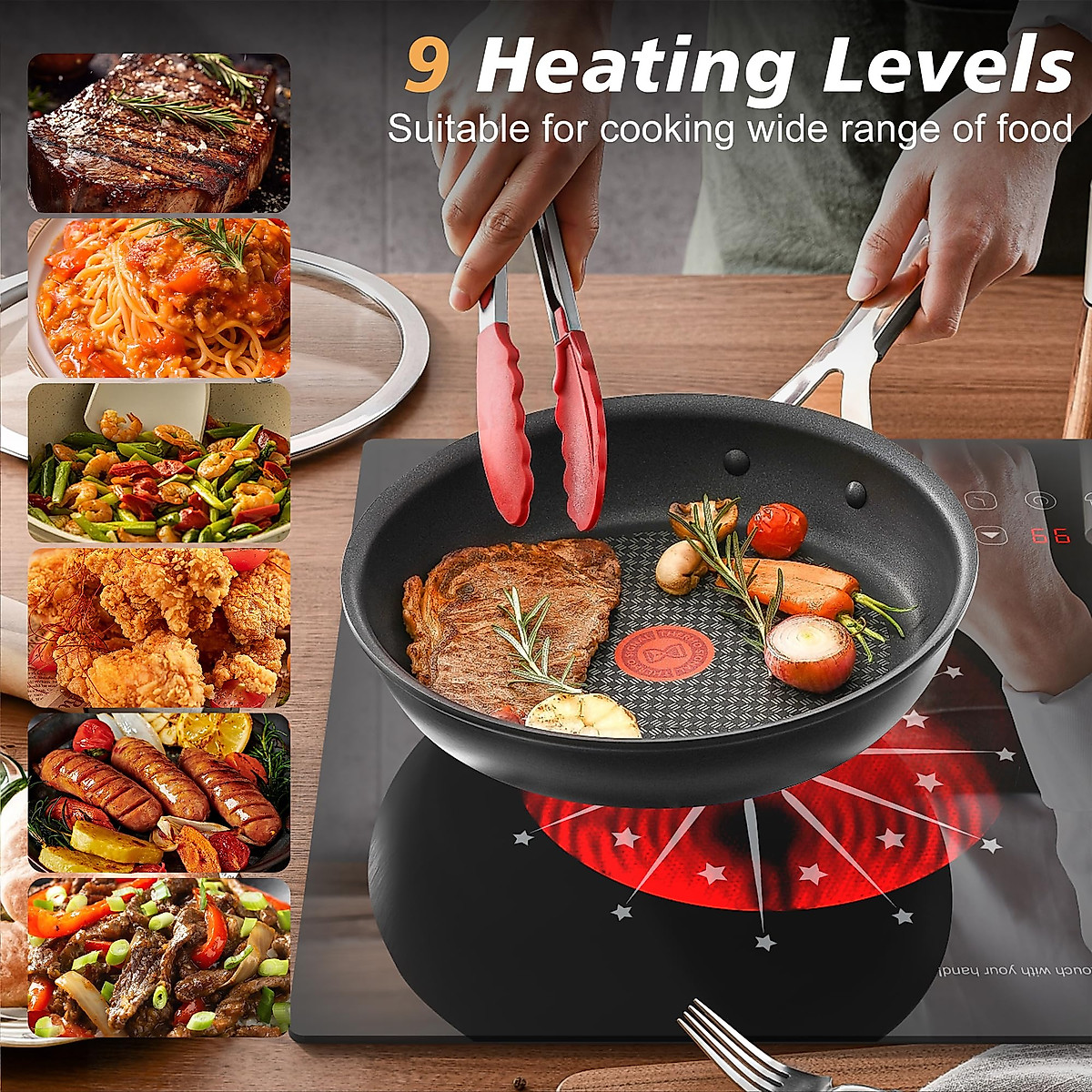 Disaenvir 2 Burner Electric Cooktop 110V - 24 Inch Ceramic Stove Top Countertop & Built-in, 2000W Two Burner Radiant Electric Cook Top with LCD Touch & Knob Control, Timer, Safety Lock, 120V Plug in