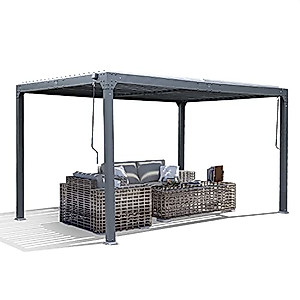 BPS Outdoor Louvered Pergola 10‘x13’ Aluminum Pergola Waterproof Gazebo Patio Sun Shade Shelter with 2 Adjustable Roof Panels for Patio, Garden, Backyard