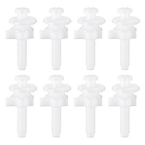 Canomo Toilet Seat Replacement Part Includes Plastic Toilet Seat Hinge Bolt Screws with Plastic Nuts and Washers for Fixing the Top Toilet Seat, White (8 Pieces), 2.56 Inches