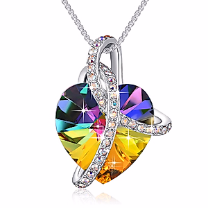 PLATO H Heart Pendant Necklace, Infinity Wrap Crystal Charm, Elegant Gift for Women, Perfect for Birthdays, Anniversaries, Valentine's Day