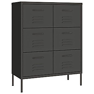 GOLINPEILO Metal 6-Drawer Storage Cabinet, Steel Drawer Storage Organizer, Metal Storage Dresser Cabinet, Office Storage File Cabinet for Home Office Organization, 31.5"x13.8"x40" Anthracite