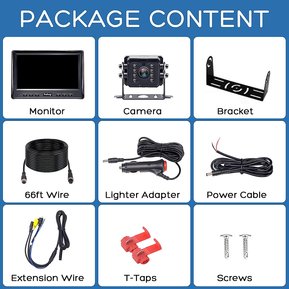 Yakry RV Backup Camera Plug and Play - No Delays 7 Inch HD 1080P Rear View Camera with IR Night Vision 2 Channels - Waterproof Reverse Camera for Truck Trailer Camper Tractor Y14