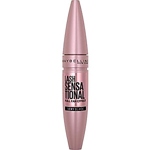 Maybelline Lash Sensational Washable Mascara, Lengthening and Volumizing for a Full Fan Effect, Very Black, 1 Count