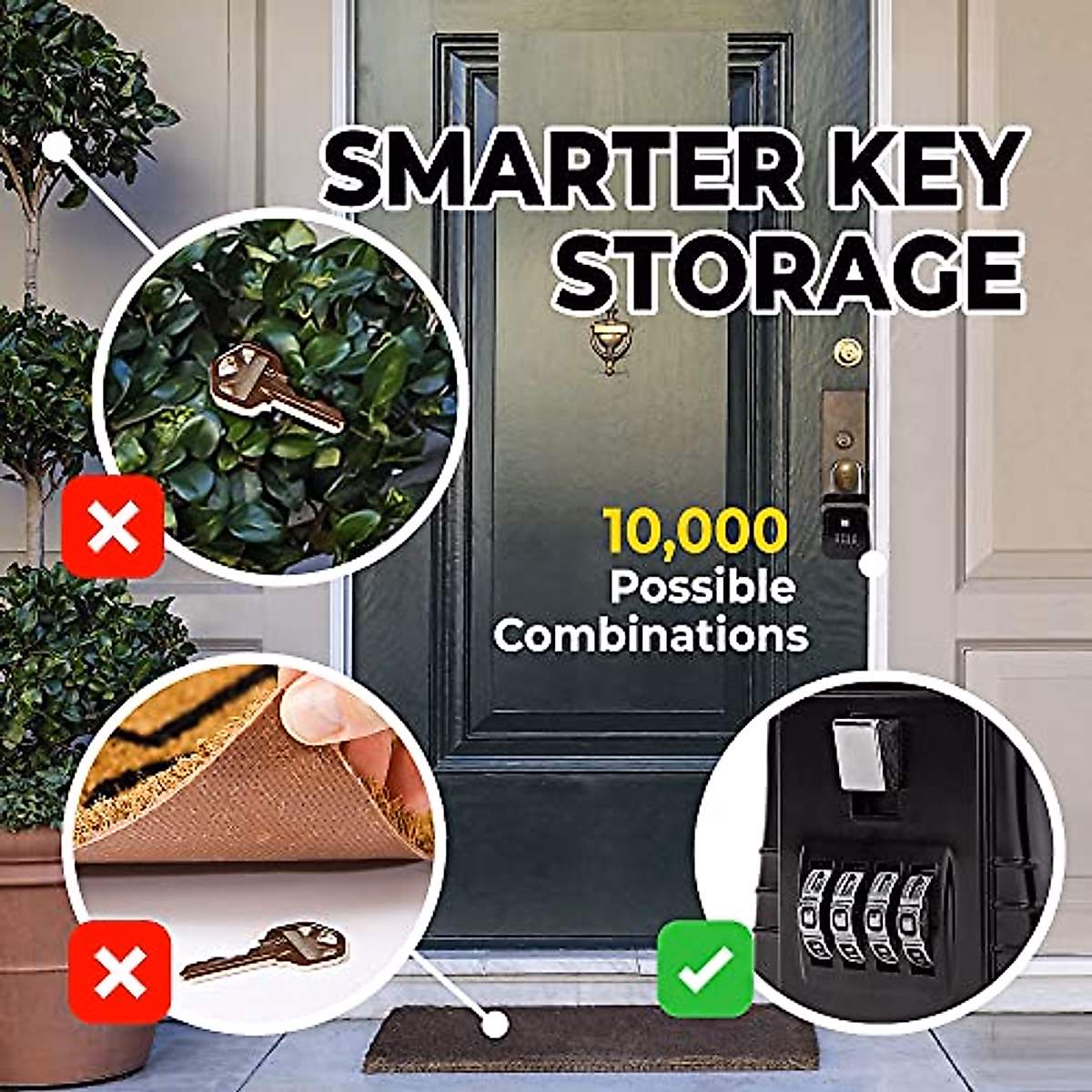 Lion Locks 1500 Key Storage Lockbox, Set-Your-Own Code Lock Portable Key Holder, Rust-Proof, Secure Outdoor Key Safe, Hide-a-Key Safe Box Lock Box, Airbnb, Construction (2-Pack/Black)