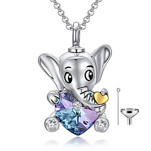 AOBOCO Elephant Urn Necklaces for Ashes Sterling Silver Heart Cremation Memorial Keepsake Necklace Jewelry Gifts for Women
