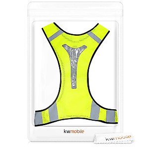 kwmobile Reflective LED Vest - Light Up Vest with 3 LED Lights and Reflector Stripes for Running, Jogging, Cycling at Night
